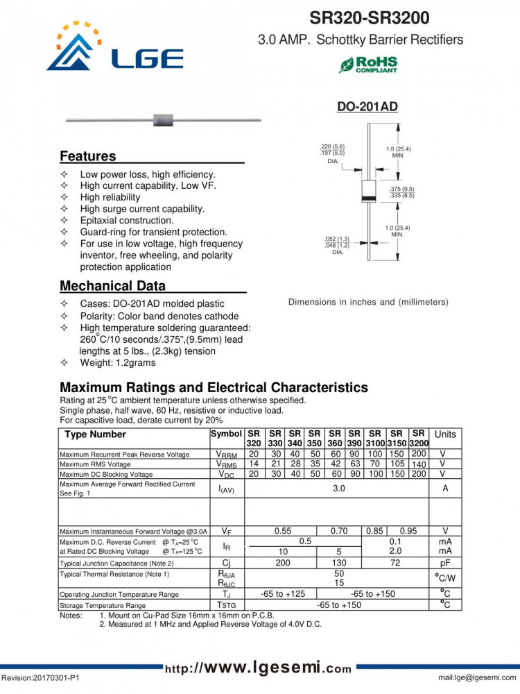 LGE SR340 datasheet page 1
