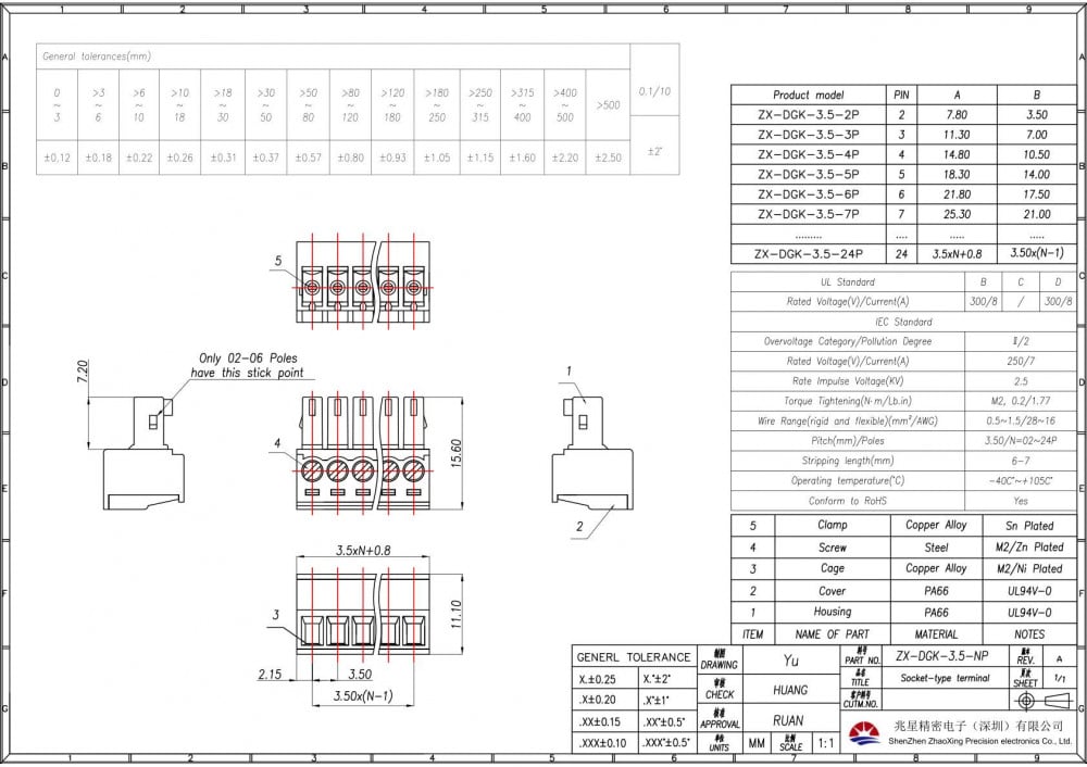 Megastar ZX-DGK-3.5-3P technical drawing