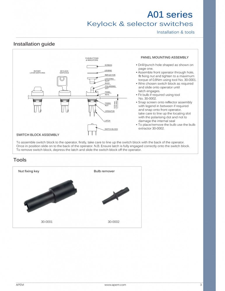 APEM A018101 datasheet page 6