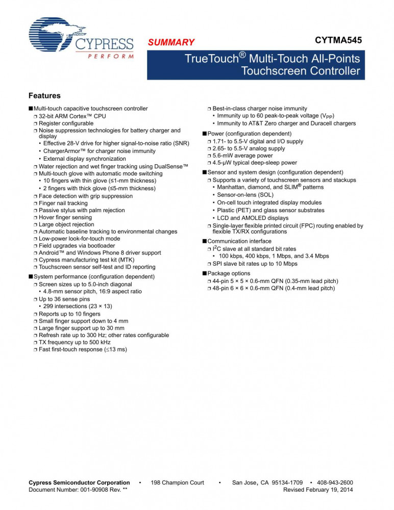 CYTMA545 datasheet page 1