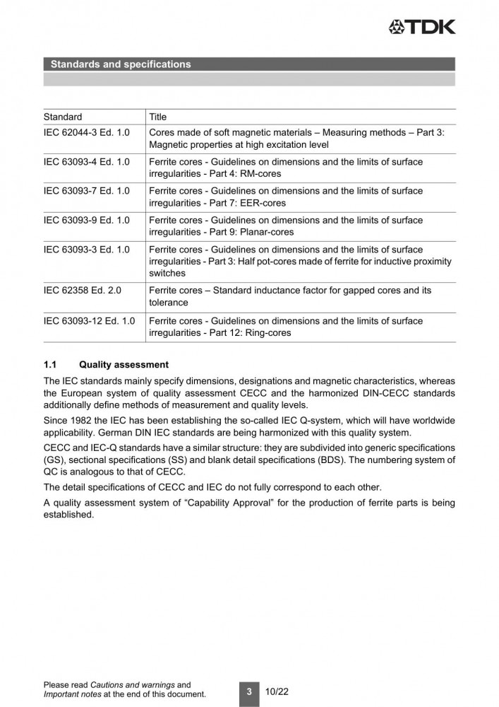 TDK ferrite standards document page 3