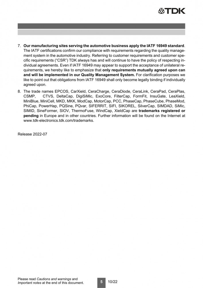 TDK ferrite standards document page 5