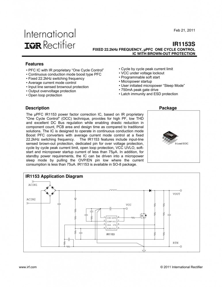 IR1153 datasheet page 1