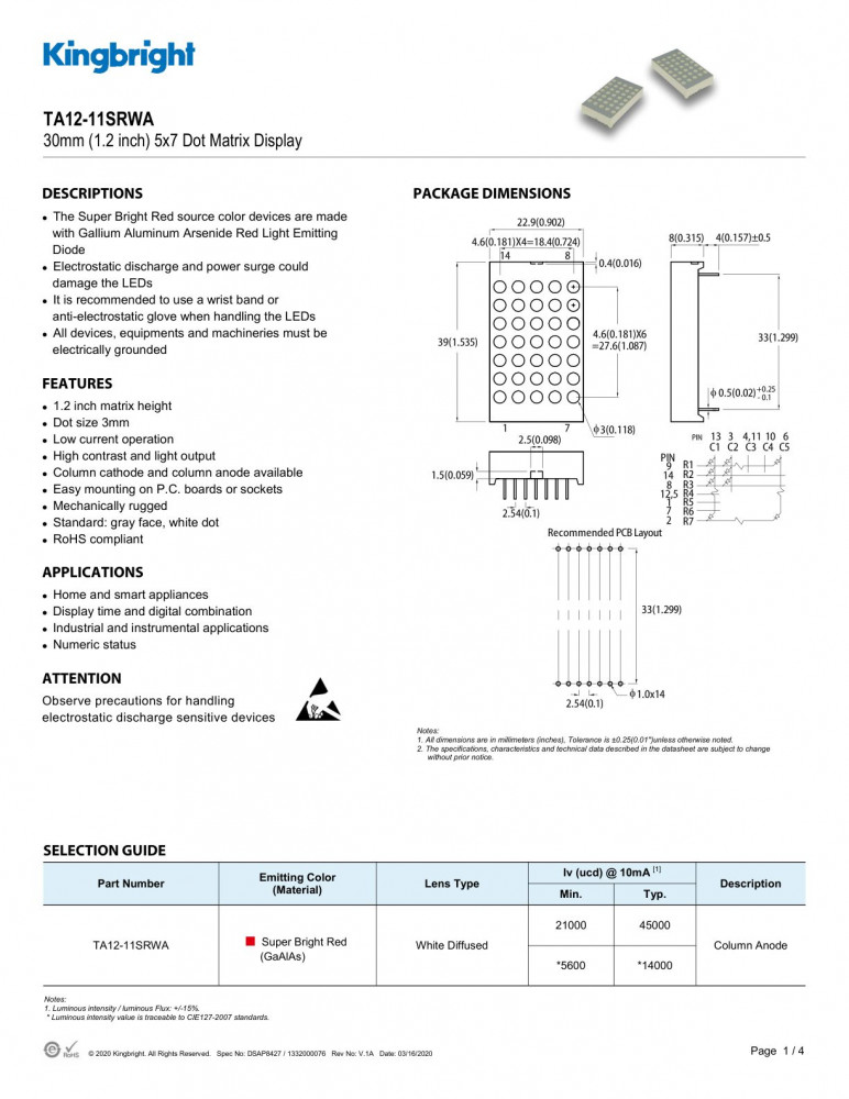 TA12-11SRWA datasheet page 1
