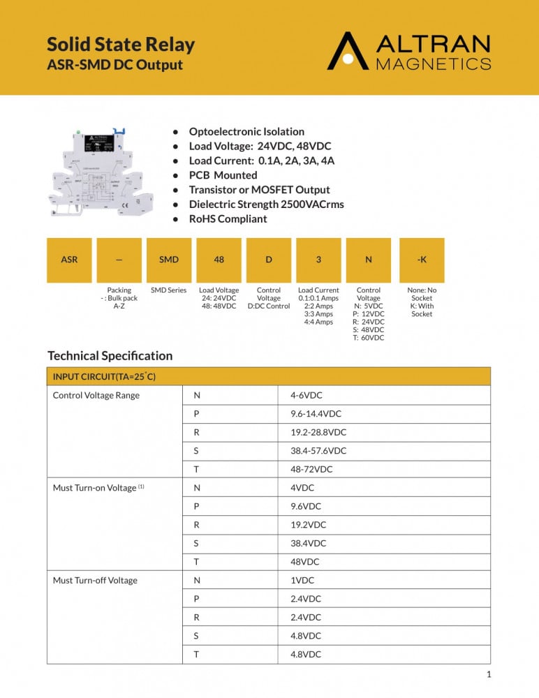 ASR-SMD48D3P-K technical document page 1