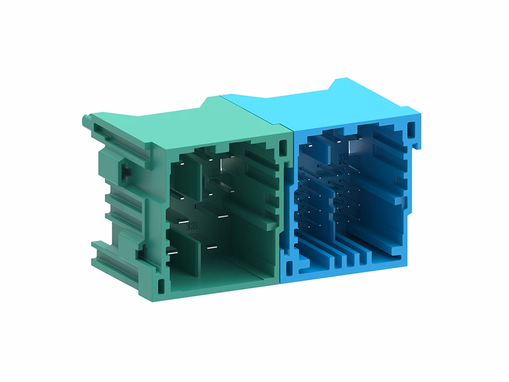 stAK50h 2 Bay Vertical Hybrid Header, 44 Circuits, Bay 1: 32 Circuits/Key 2/Blue; Bay 2: 32 Circuits/Key 4/Purple; Tray