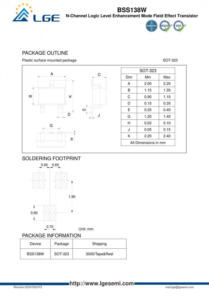 BSS138W datasheet page 3