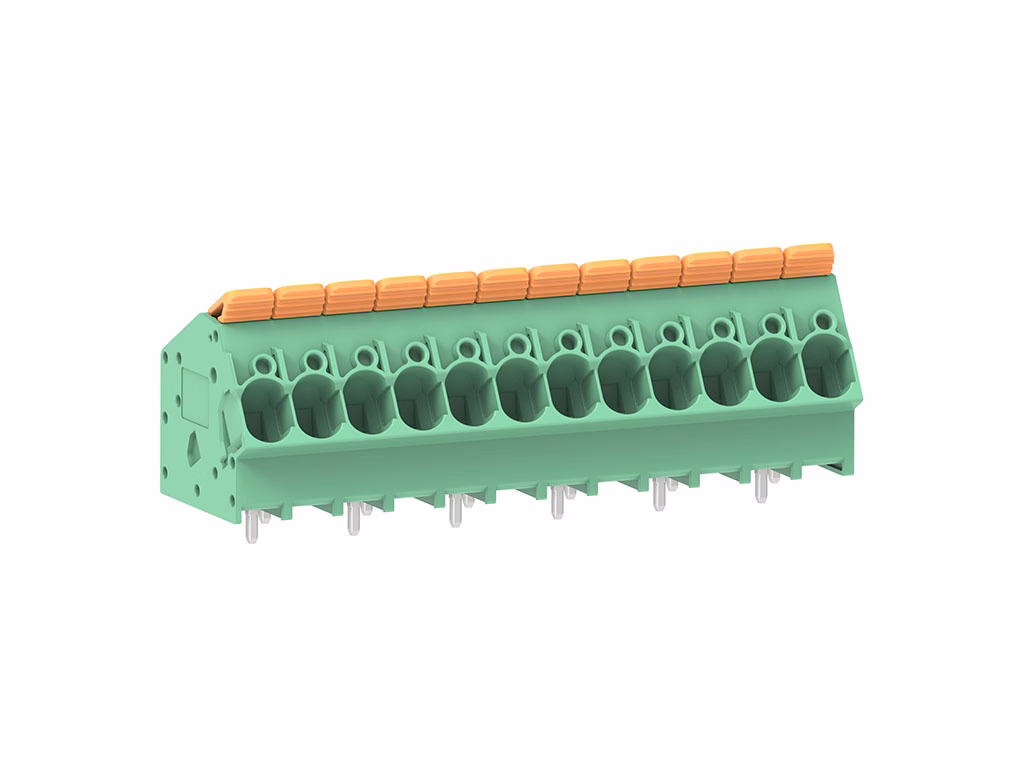 7.50mm Pitch Lever Activated Fixed Mount PCB Terminal Block, 35° Wire Entry, Left Front Terminal, 12 Circuits for sale