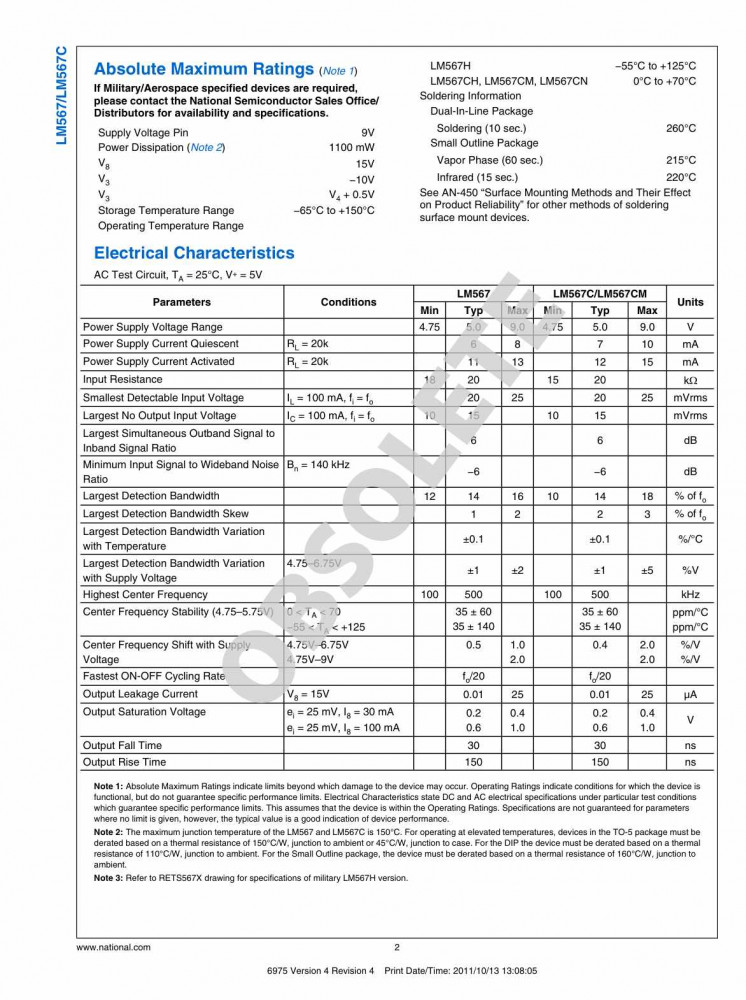 LM567H/B technical document page 4