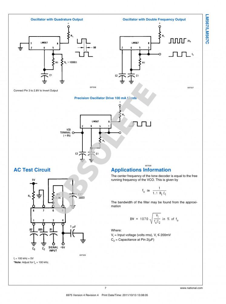 LM567H/B technical document page 9