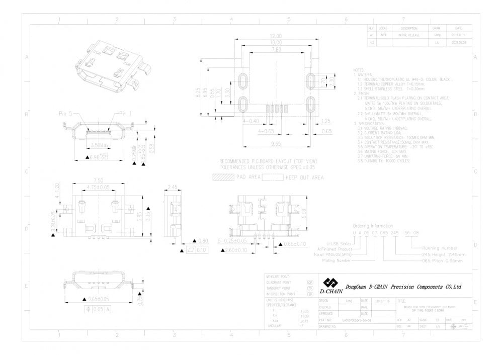 D-CHAIN UA0507065245-56-08 technical drawing preview