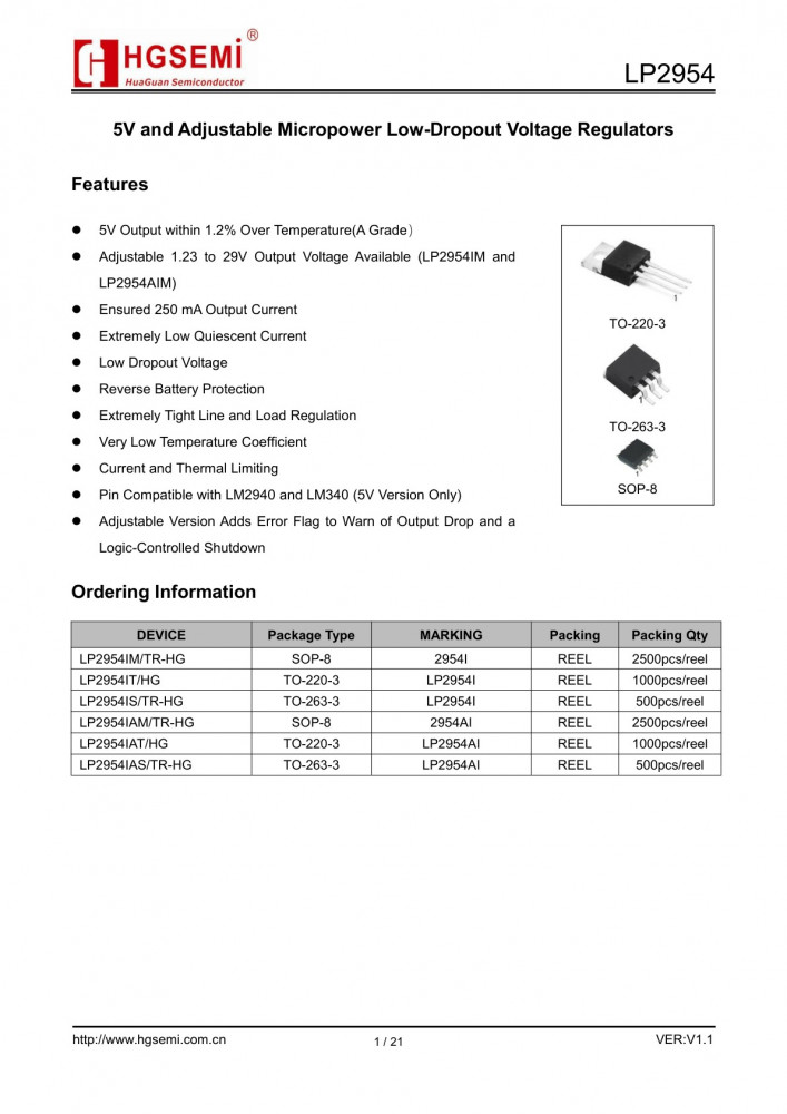 LP2954 technical document page 1