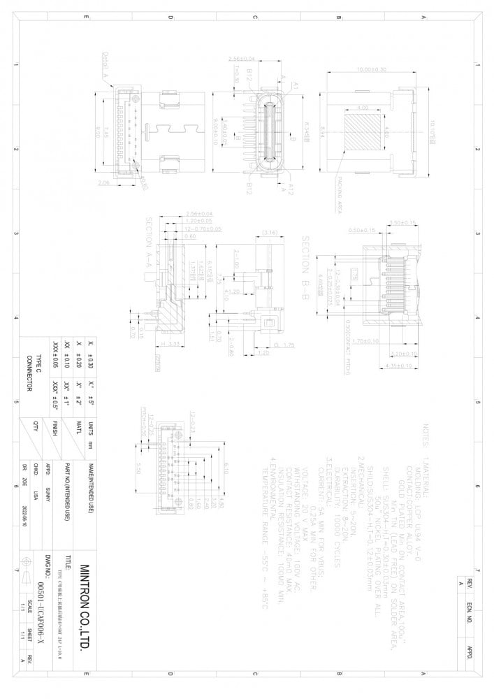 00501-UCAF006-X technical drawing page 1