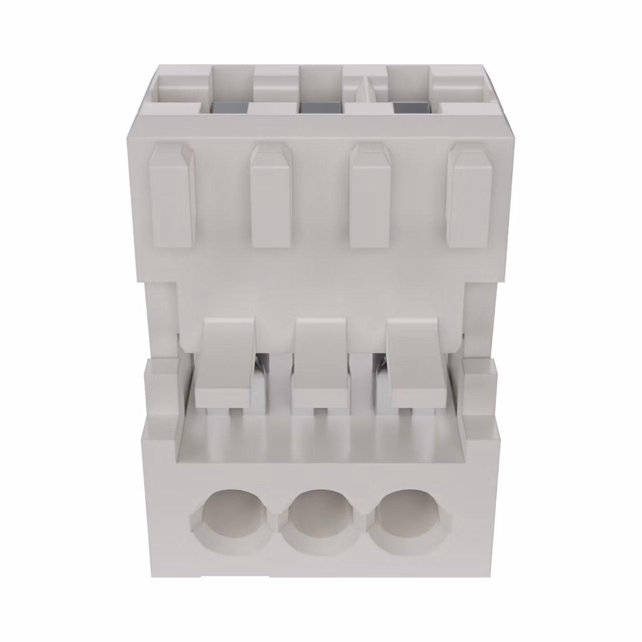 Appli-Mate RAST 2.5 IDT Housing, 2.50mm Pitch, Female, 3 Circuits, Beaded Terminal, All Position Keys, Slotted Endwalls, Polarizing Rib Between Circuits 2 & 3, Black Color Stripe for sale
