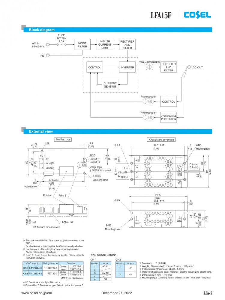 Cosel LFA series document page 5