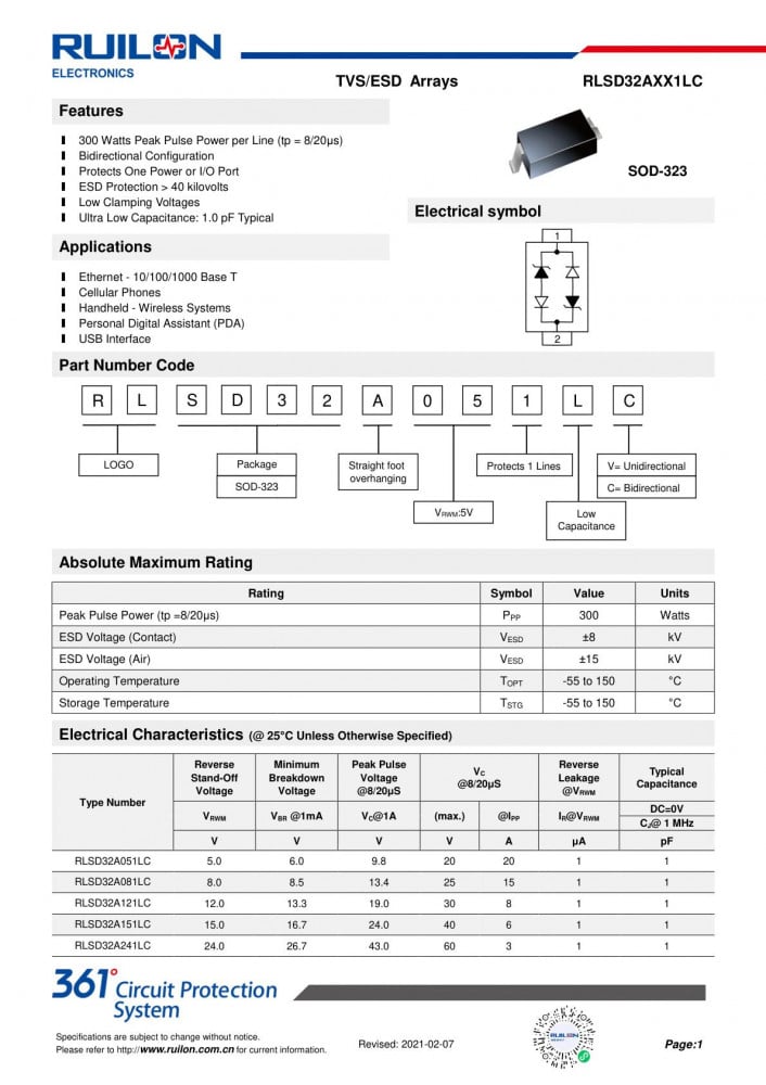 RLSD32A151LC datasheet page 1