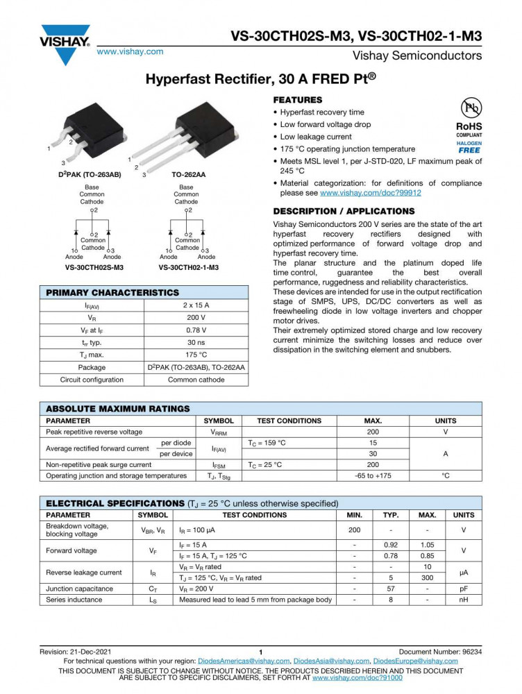 VS-30CTH02 datasheet page 1