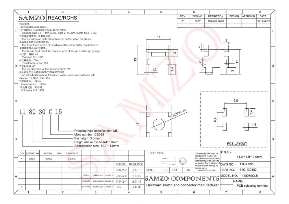 SAMZO 118030CL5 technical drawing preview