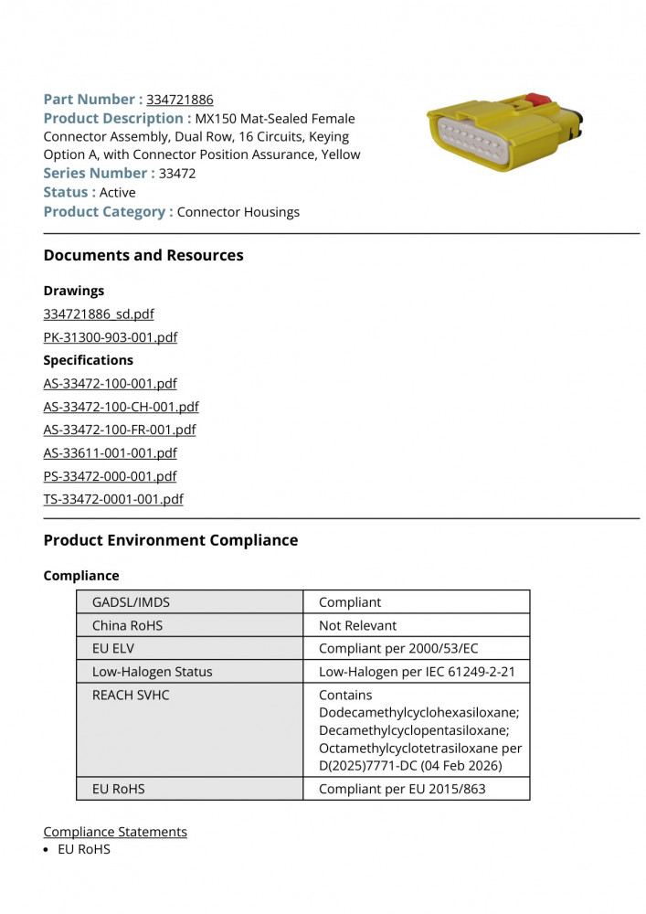 MOLEX 334721886 document preview, page 1