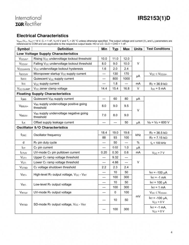IRS2153D datasheet page 4
