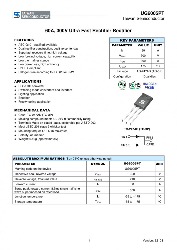 UG6005PT datasheet page 1