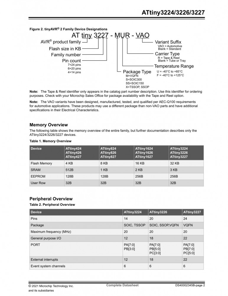 ATTINY3227 datasheet preview, page 2