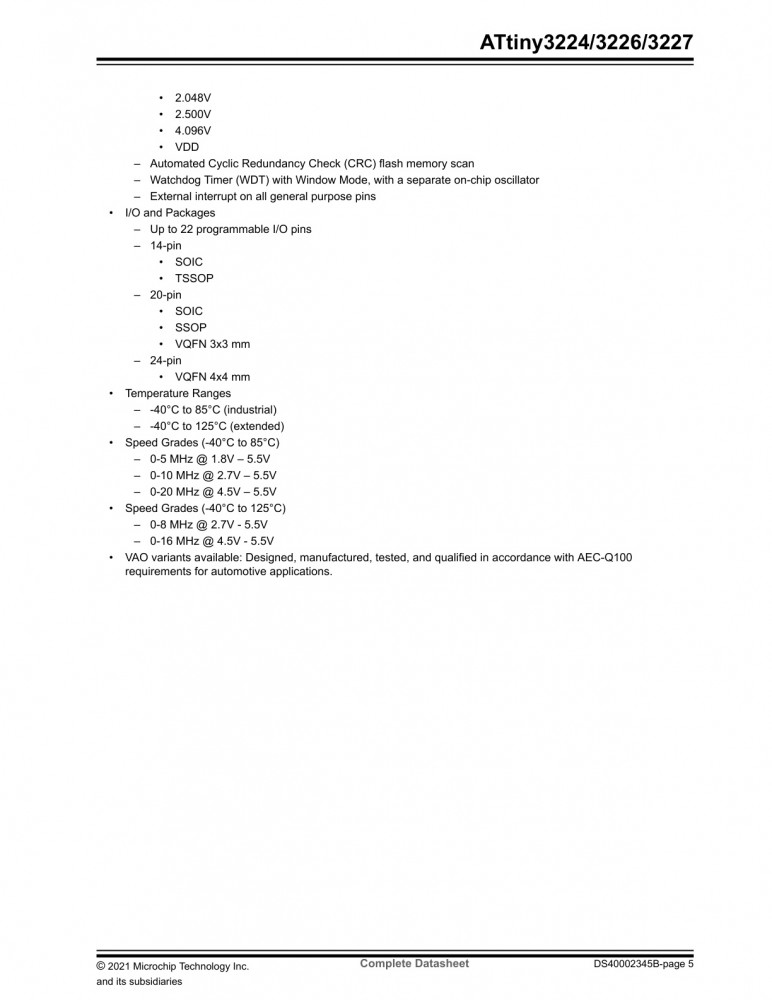ATTINY3227 datasheet preview, page 5