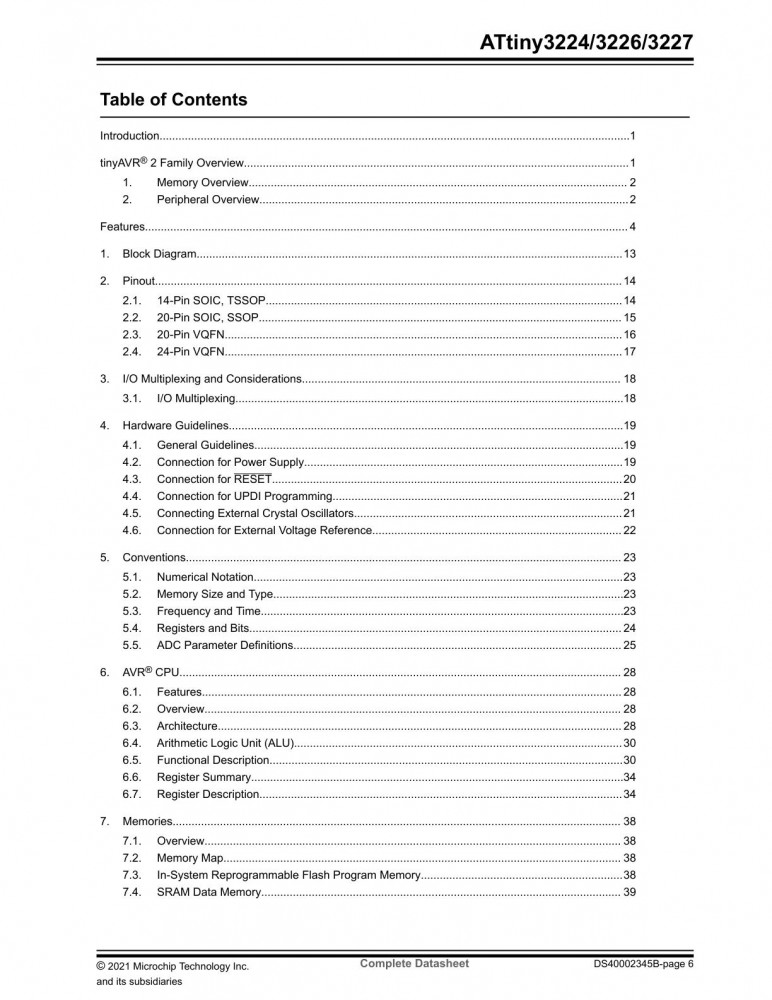 ATTINY3227 datasheet preview, page 6