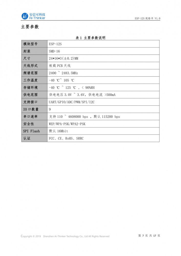 ESP-12S-8285-2M datasheet page 7