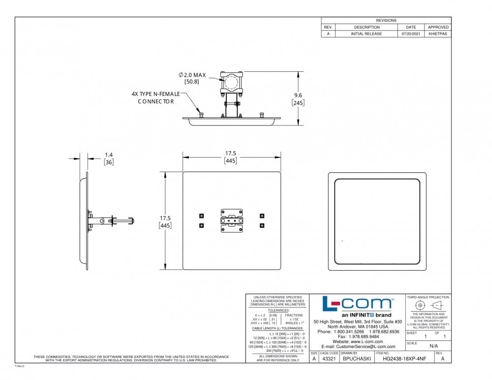 L-com HG2438-18XP-4NF technical document page