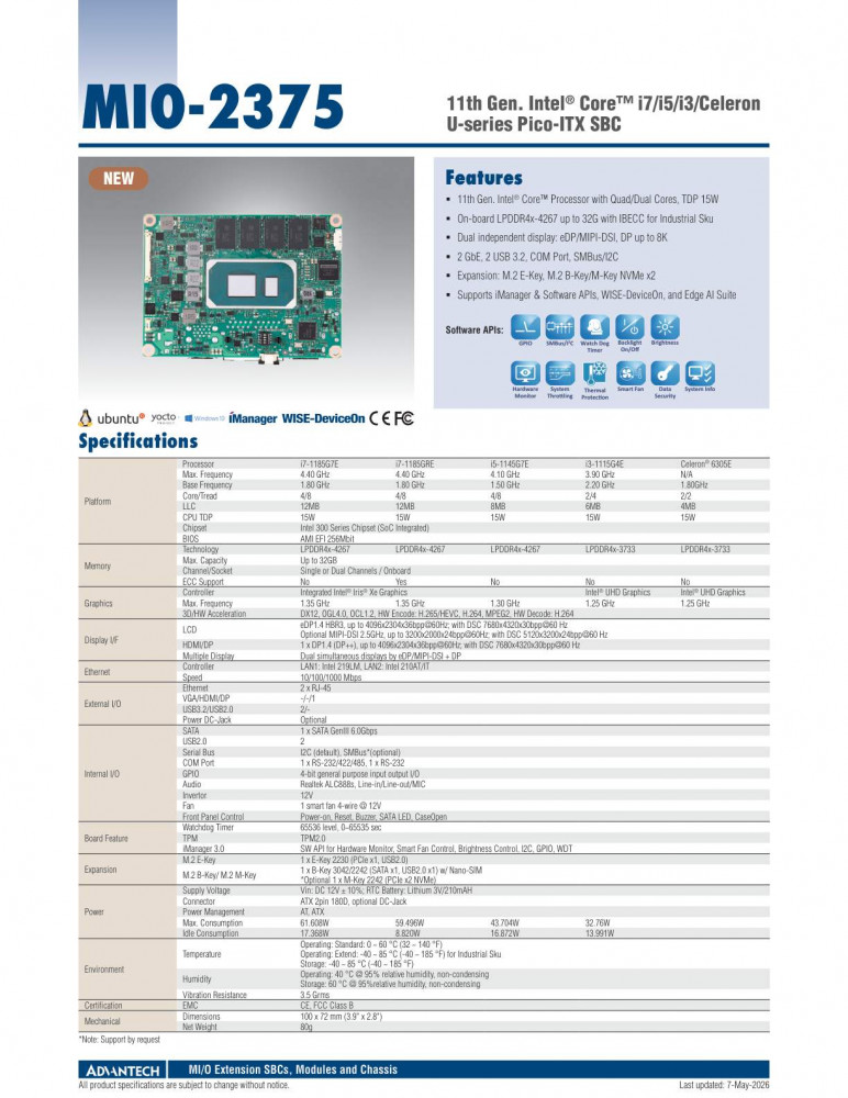 MIO-2375 product document page 1