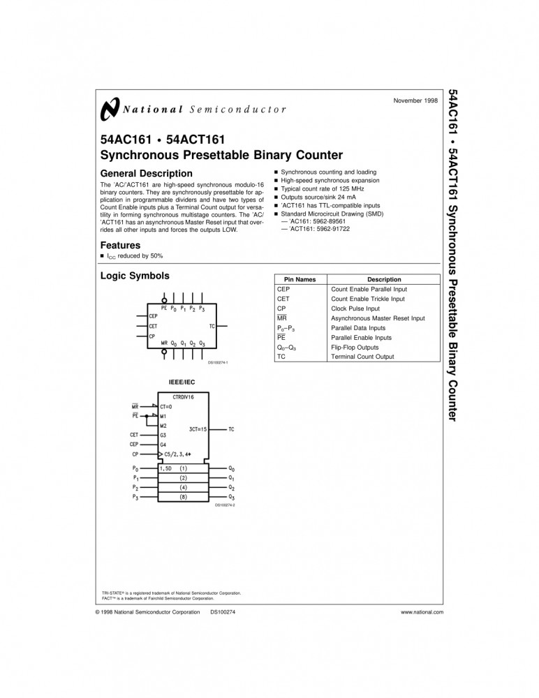 54ACT161 technical document page 2