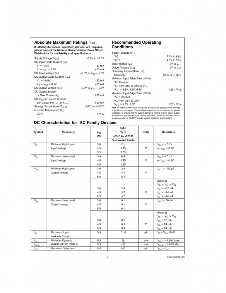 54ACT161 technical document page 6