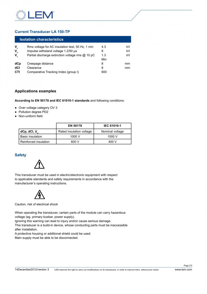 LA 150-TP technical document page 2