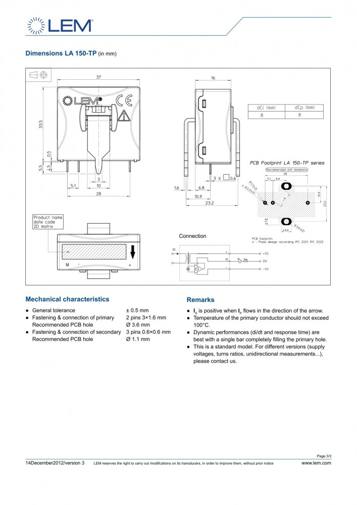 LA 150-TP technical document page 3