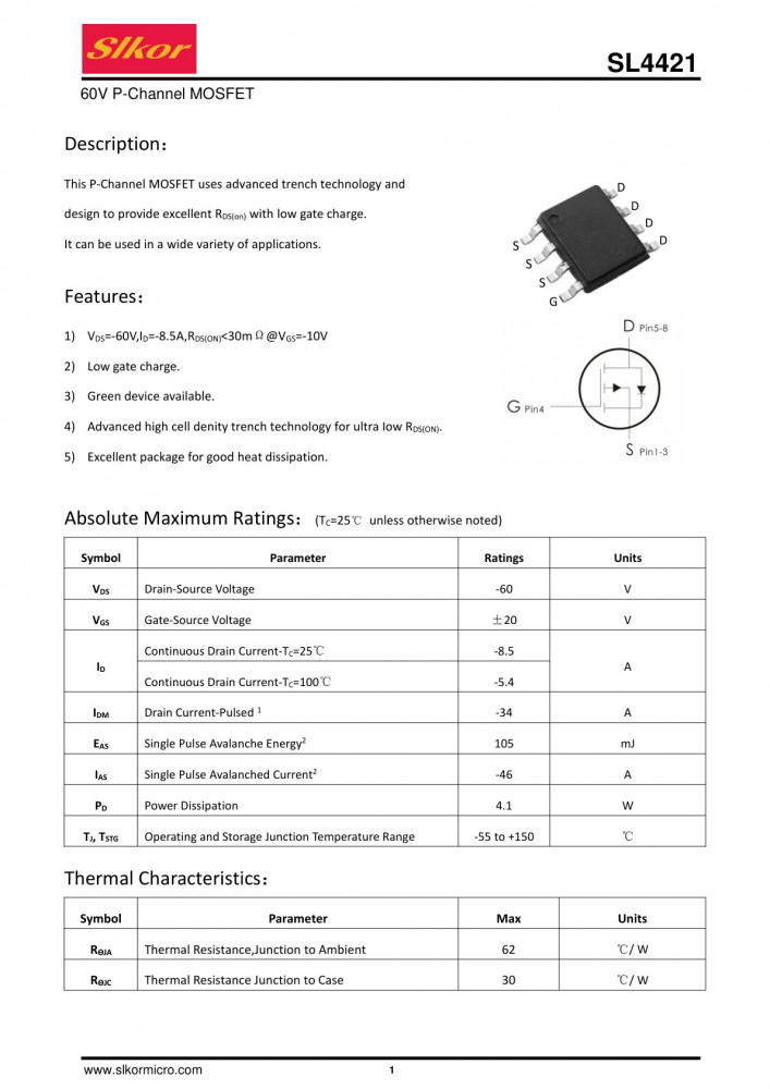 SL4421 datasheet page 1