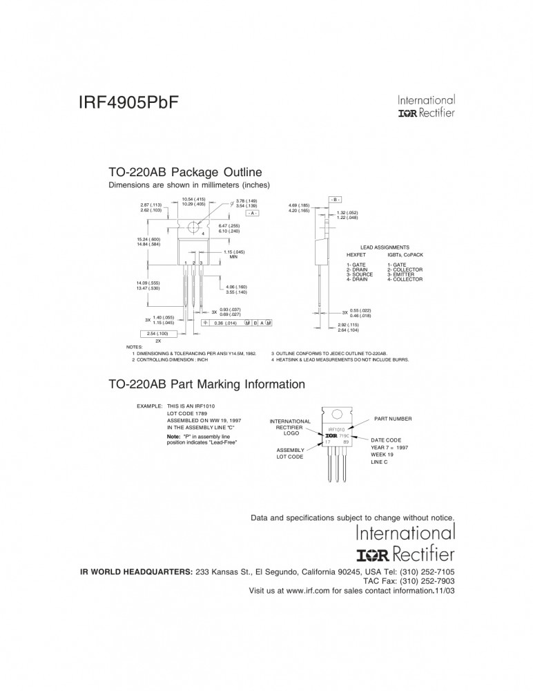 IRF4905PBF datasheet page 8