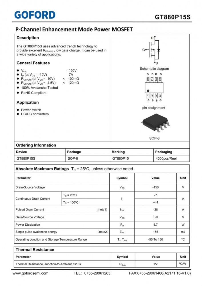GT880P15S datasheet page 1