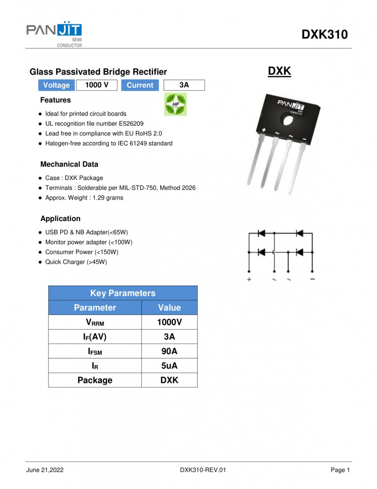 DXK310 datasheet page 1