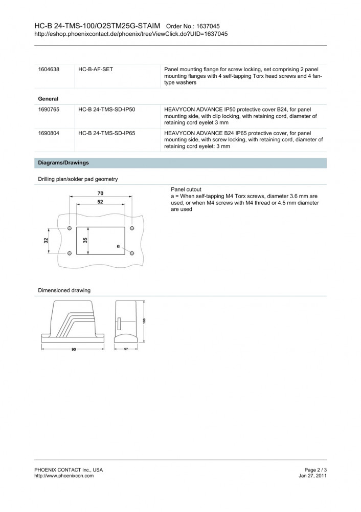 Phoenix Contact 1637045 drilling plan