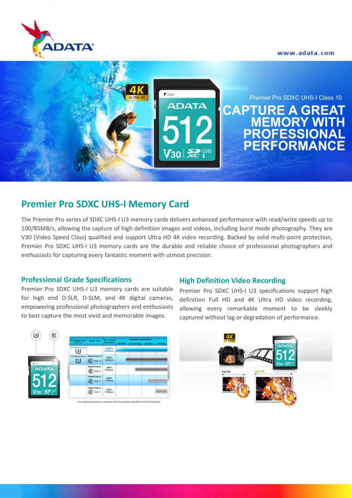 ADATA Premier Pro V30S technical document page 1