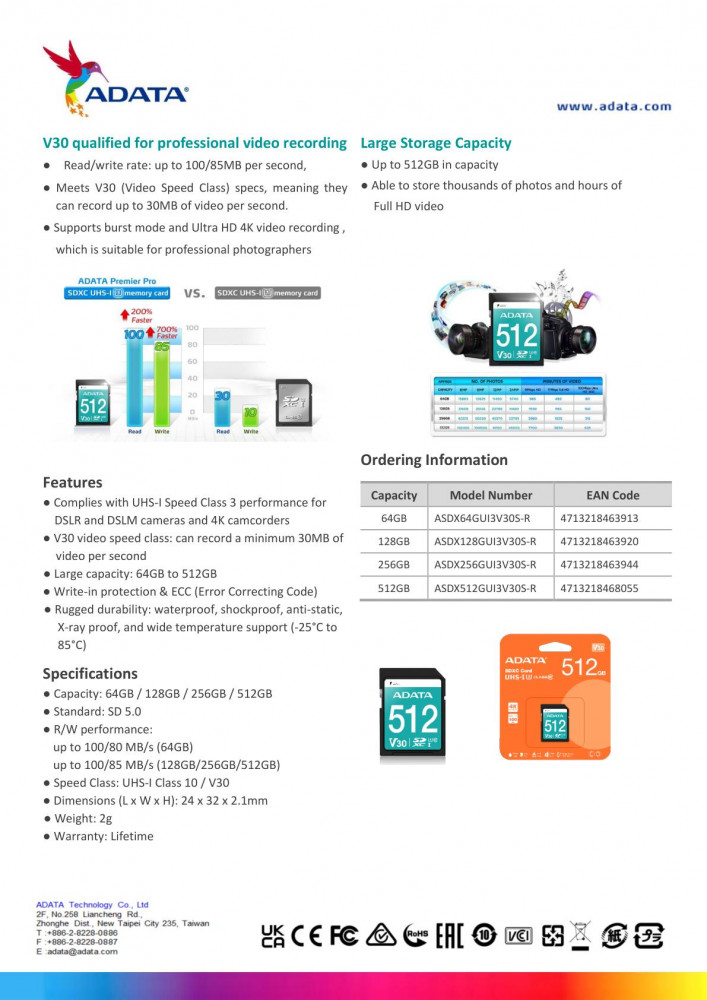 ADATA Premier Pro V30S technical document page 2