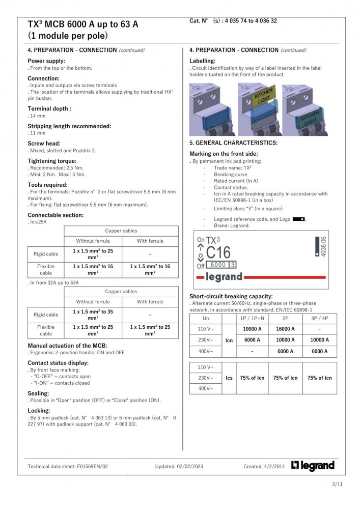 Legrand TX³ MCB datasheet page 2