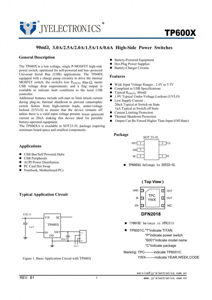 TP6002AX datasheet page 1