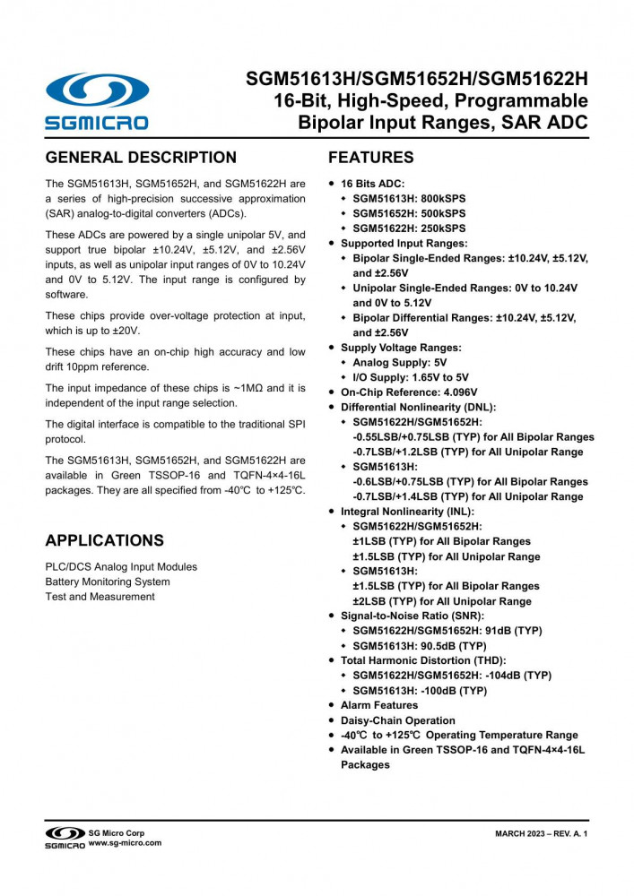 SGM51652H datasheet page 1