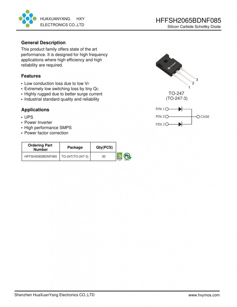 HFFSH2065BDNF085 datasheet page 1