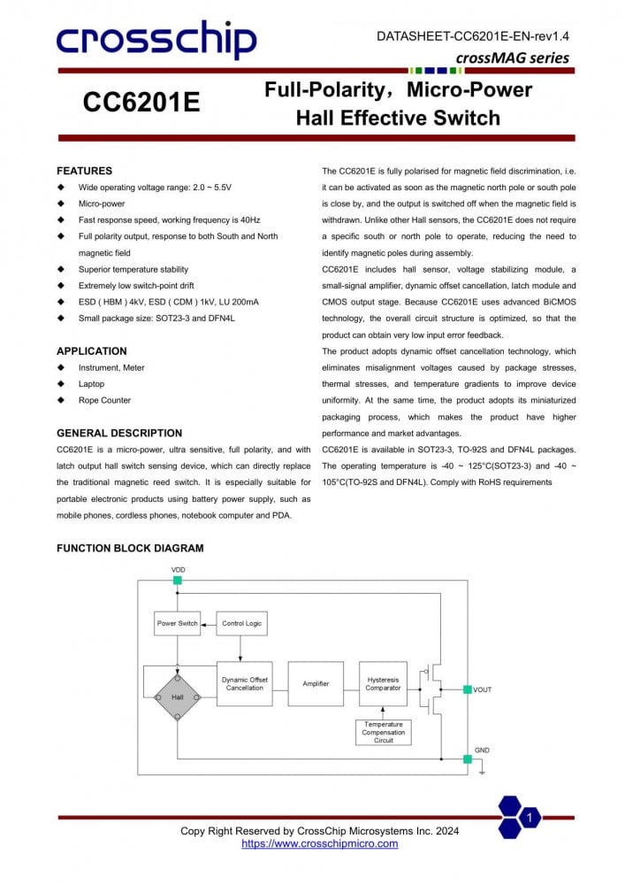 CC6201E datasheet page 1