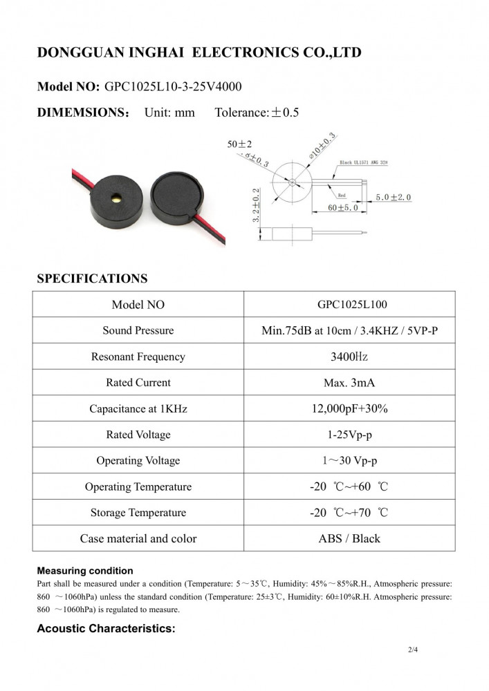 GPC1025L100-5V4000 specification document page 2
