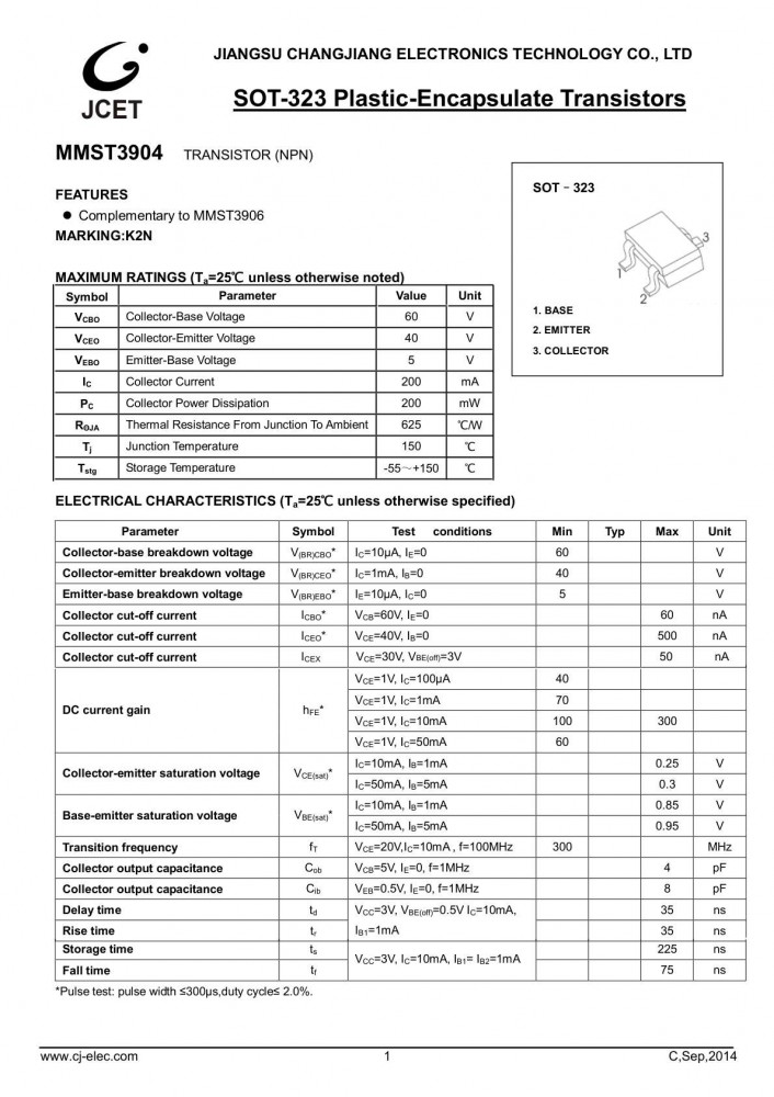 MMST3904 datasheet page 1