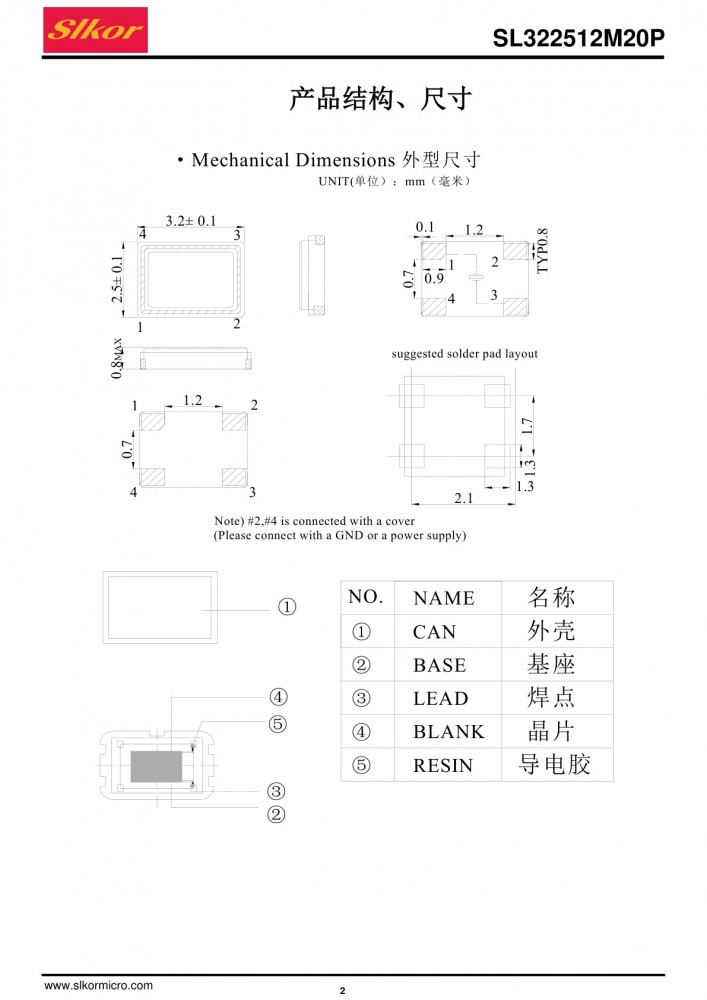 SL322512M20P technical document page 2